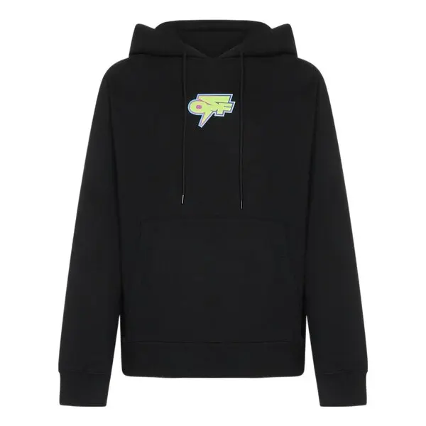 Off-White Long Sleeve Hooded Sweatshirt With Back Logo Print - Outer Space