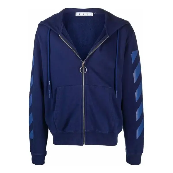 Off-White Striped Zip-up Hoodie - Blue