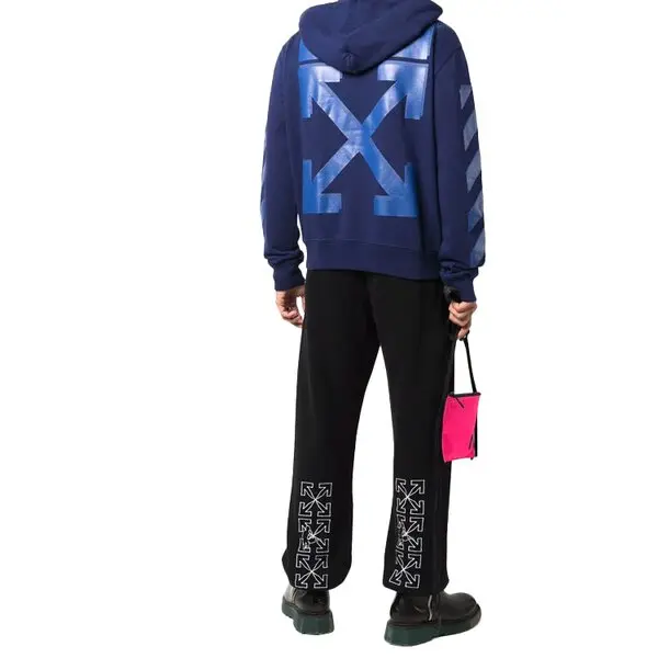 Off-White Striped Zip-up Hoodie - Blue