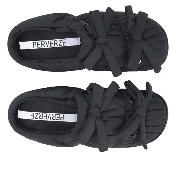 SUBU X Perverze Quilted Bow Detail Slip-on Sandals
