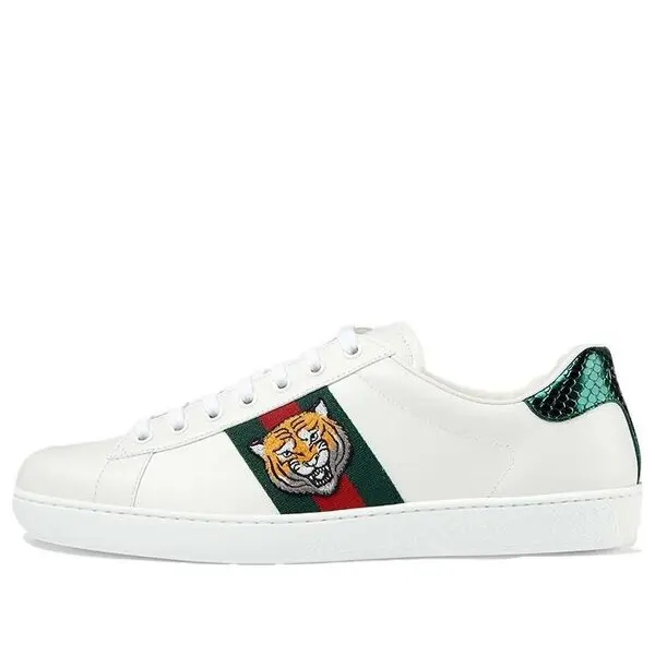 Gucci Ace Embroidered Tiger Low Top Sneakers - White