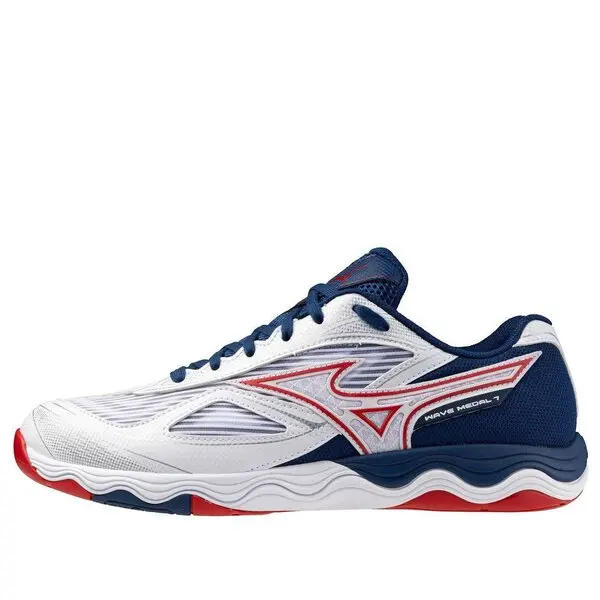 Mizuno Wave Medal Wide Athletic Shoes - White/navy/red