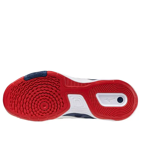 Mizuno Wave Medal Wide Athletic Shoes - White/navy/red