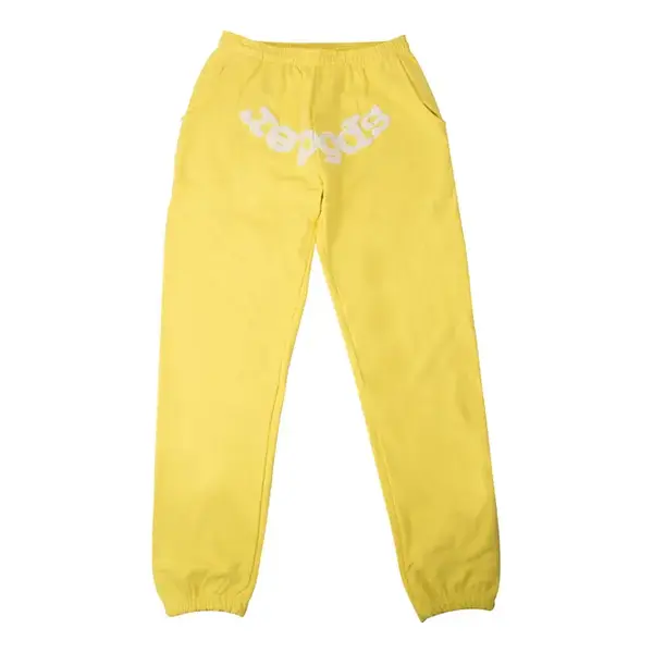 SP5DER Logo Print Sweatpants - Yellow