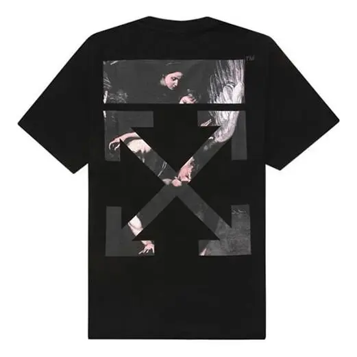Off-White Short Sleeve Painting Arrow Print T-shirt - Black
