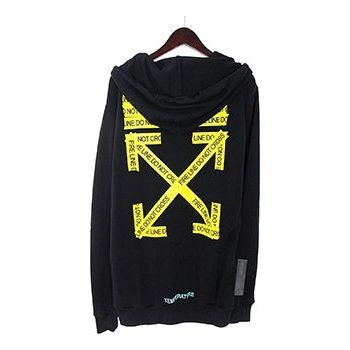 Off-White Zipped Fire Tape Hoodie - Black