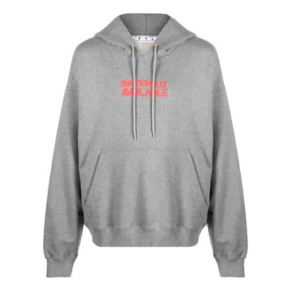Off-White Slogan Print Hoodie - Grey/orange
