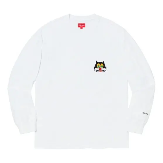 Supreme Fw19 Week 4 Cat L/s Pocket Tee Chest Kitten Long Sleeves - White