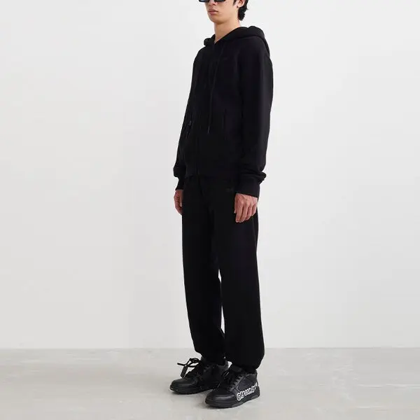 Off-White Diagonal Stripe" Zipper Hoodie - Black