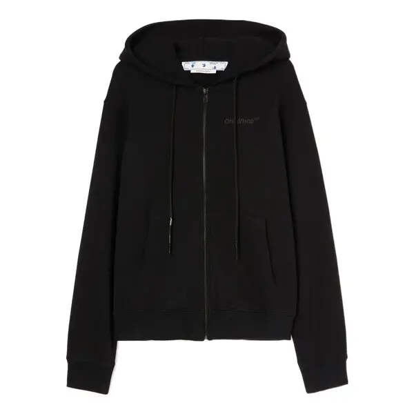 Off-White Diagonal Stripe" Zipper Hoodie - Black