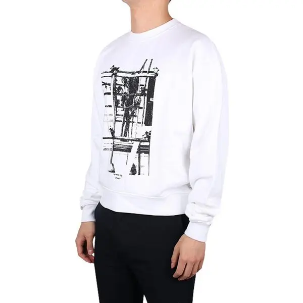 Off-White Printed Cotton Crewneck Long Sleeve Sweatshirt