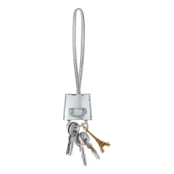 Balenciaga Le City Charm Eiffel Metallized Keychain - Silver
