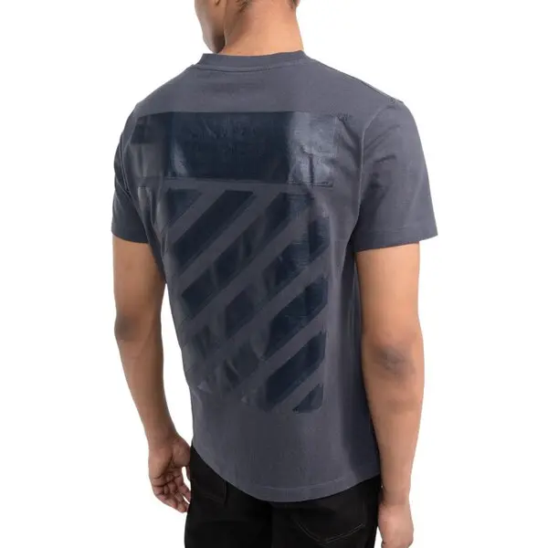 Off-White Ss22 Diag Back Printing Round Neck Short Sleeve Ordinary Version Blue