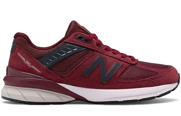 NEW BALANCE 990v5 Made In Usa Burgundy Sneakers - Red
