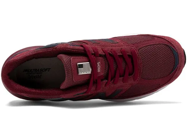 NEW BALANCE 990v5 Made In Usa Burgundy Sneakers - Red
