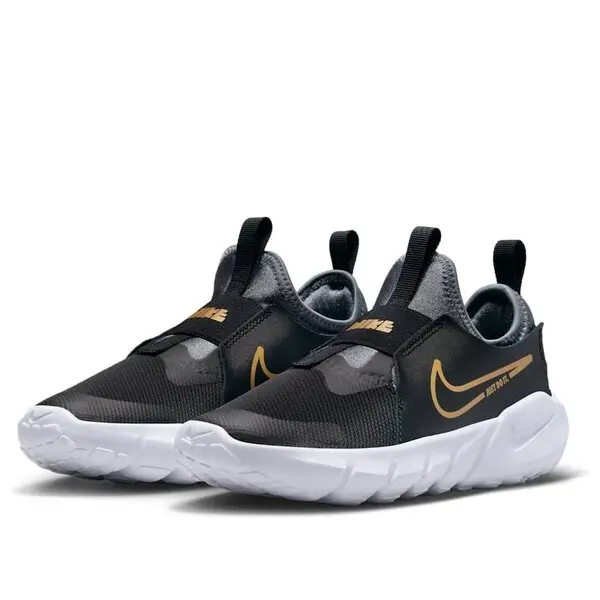 Nike Flex Runner 2 Metallic Gold Athletic Sneakers - Black
