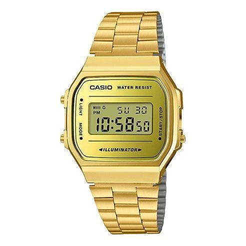 Casio Mirror Face Stainless Steel Digital Watch - Gold