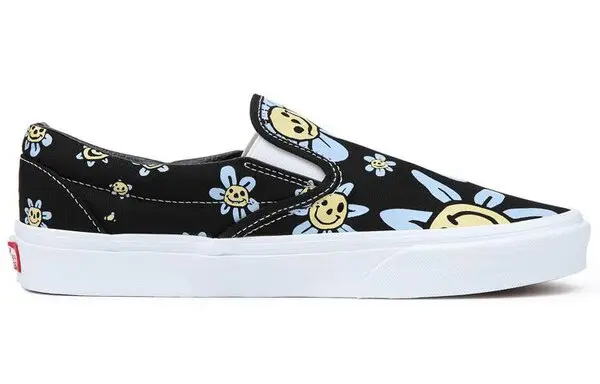 VANS Classic Slip-on Casual Shoes With Floral Pattern - Black/blue/yellow