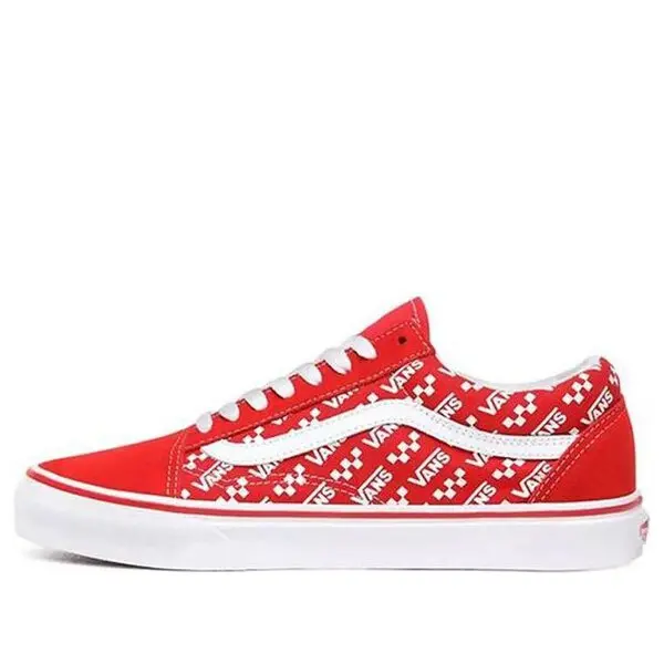 VANS Old Skool "logo Repeat" Low Top Sneakers - White/red
