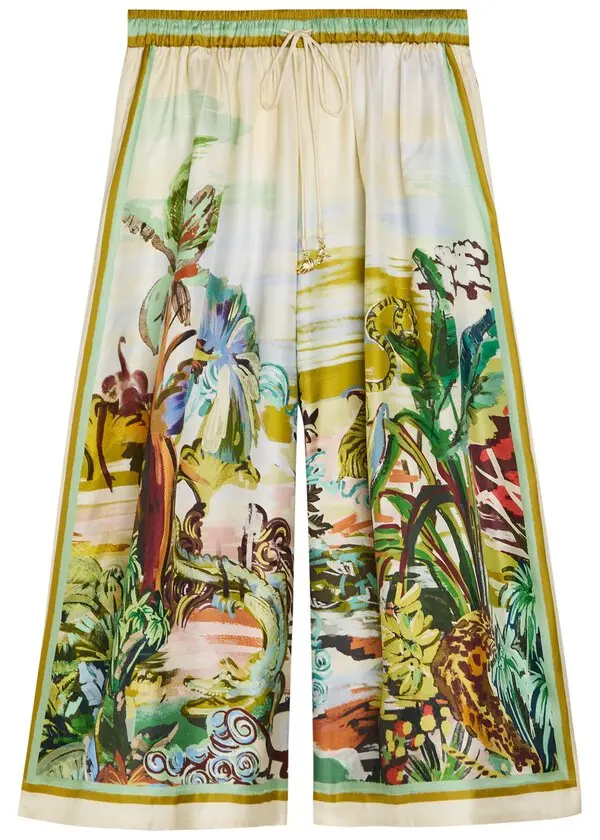 ALEMAIS Printed Silk Culotte Trousers - Multicoloured
