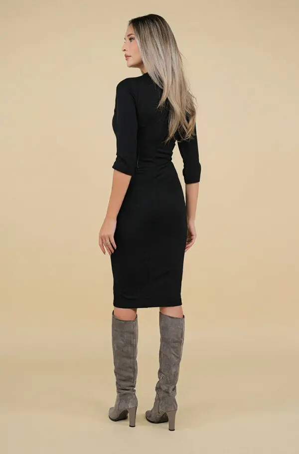 ROSERRY Chelsea Midi Dress With Metallic Zipper
