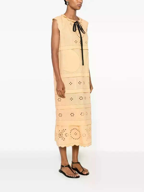 Vita Kin Kiki Broderie Midi Dress - Orange
