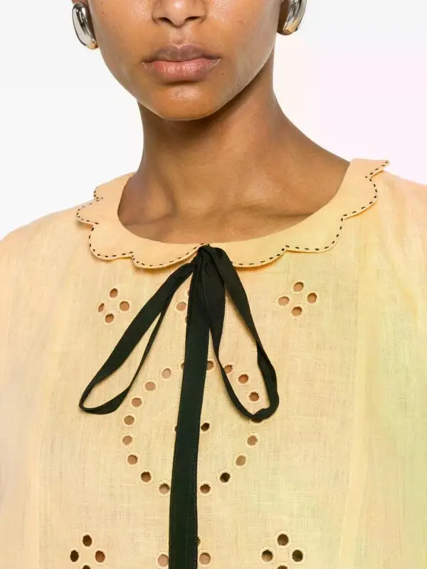Vita Kin Kiki Broderie Midi Dress - Orange