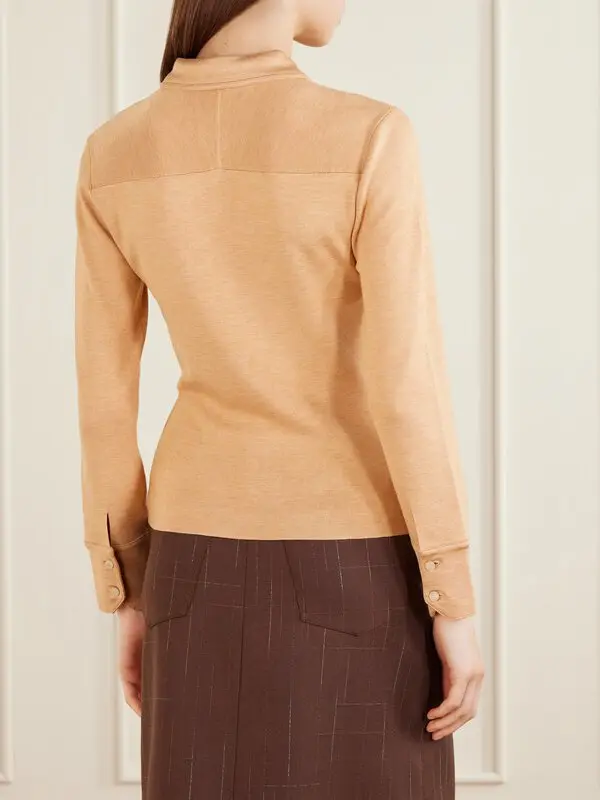 Tory Burch Silk-blend Polo Shirt - Neutrals