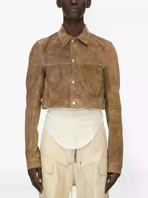 Rick Owens Cropped Suede Worker Jacket