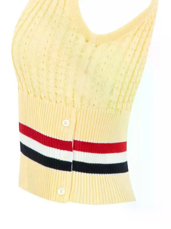 Thom Browne Cable Knit Rwb-stripe Vest