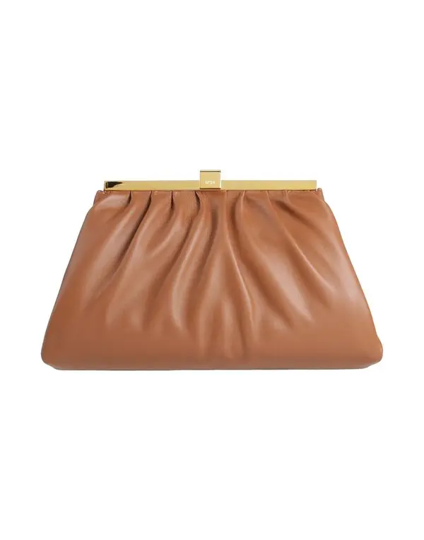 N°21 Leather Gathered Clutch With Chain Strap