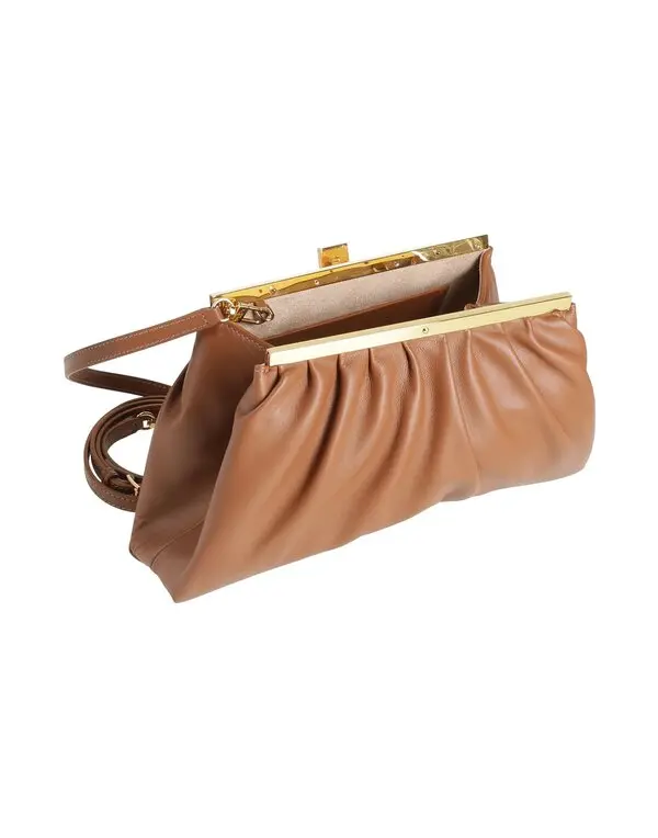 N°21 Leather Gathered Clutch With Chain Strap