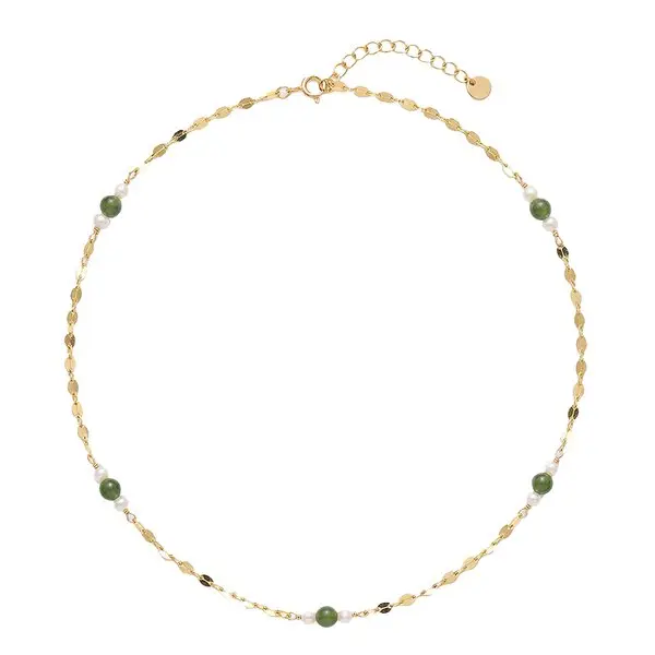 SEREE Elena Jade And Freshwater Pearl Necklace - Green