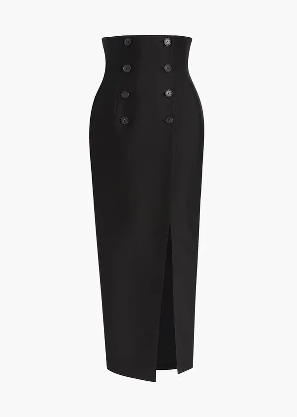 Khaite Luiza Skirt In Double-faced Crepe - Black