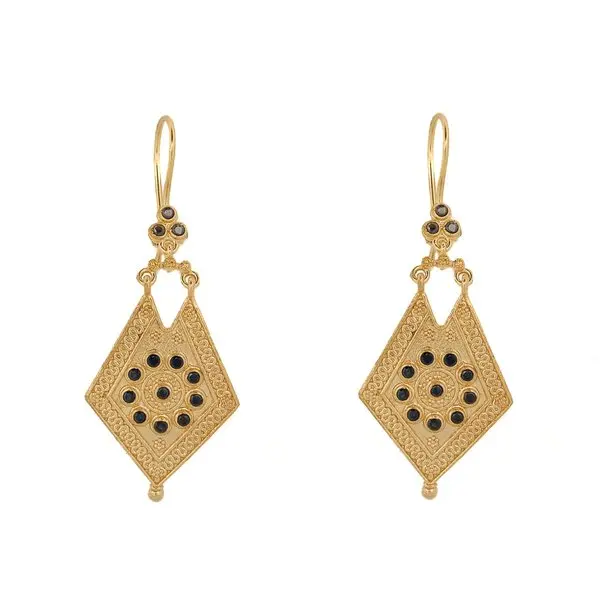 EBRU JEWELRY Gold-plated Bronze And Onyx Drop Earrings - Black/gold