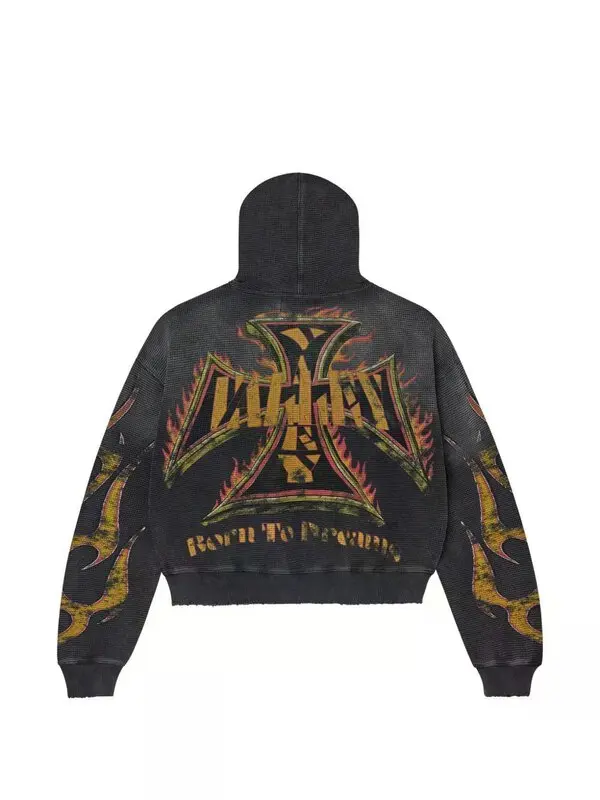 VALE FOREVER Waffle-knit Graphic-print Hoodie