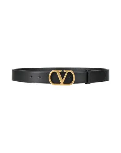 Valentino Garavani Leather Logo Belt - Black