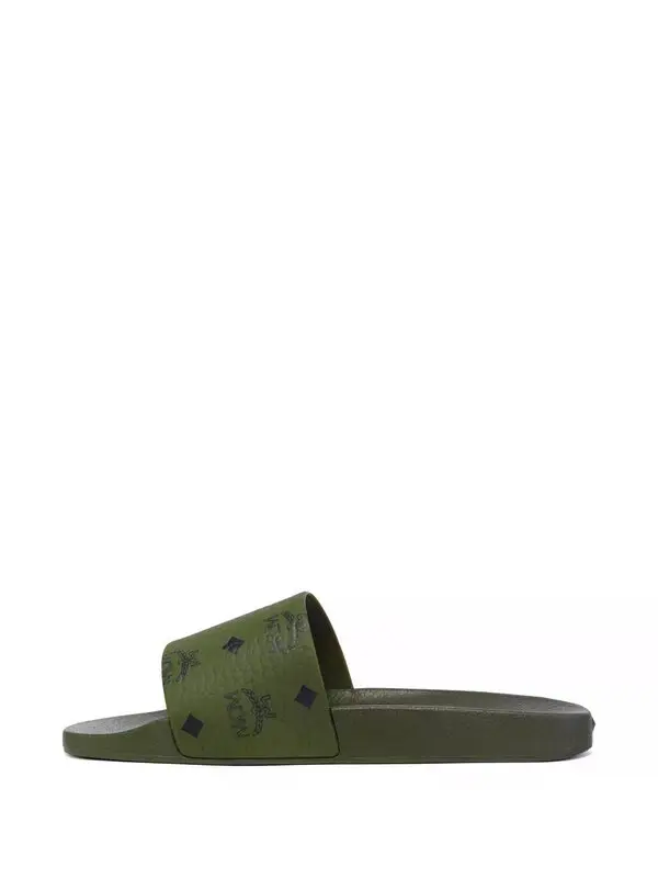 Mcm Monogram Print Slides - Green