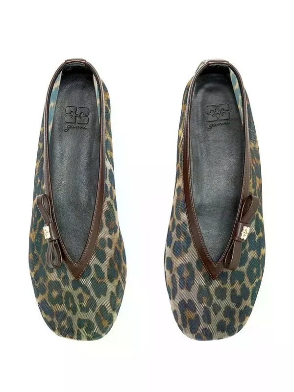 GANNI Jenny Leopard-print Ballet Flats
