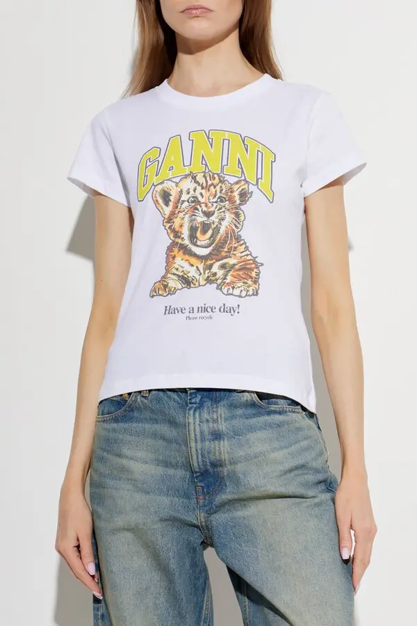 GANNI Printed Cotton T-shirt