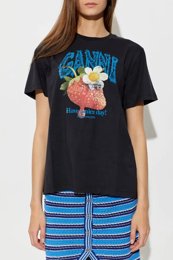 GANNI Printed Cotton T-shirt