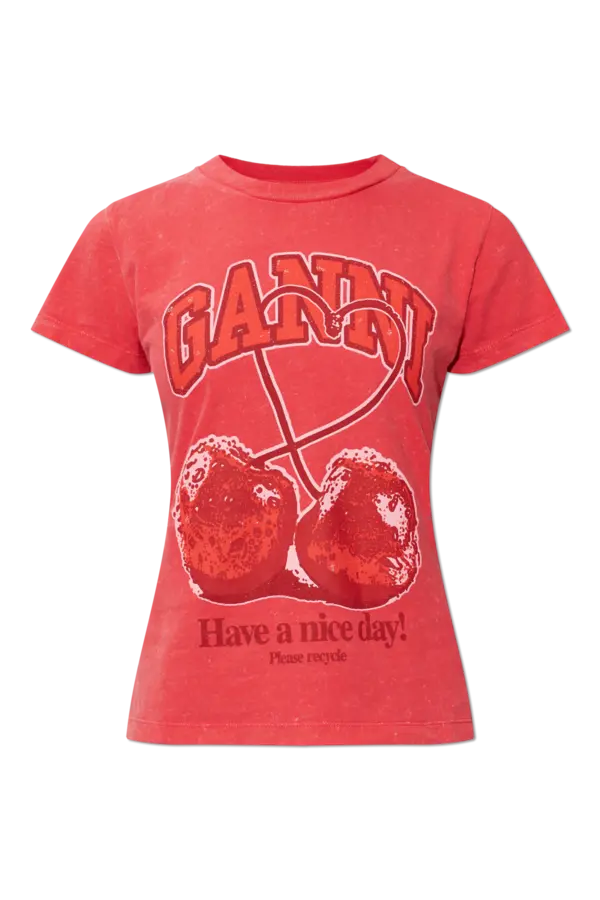 GANNI Printed Cotton T-shirt