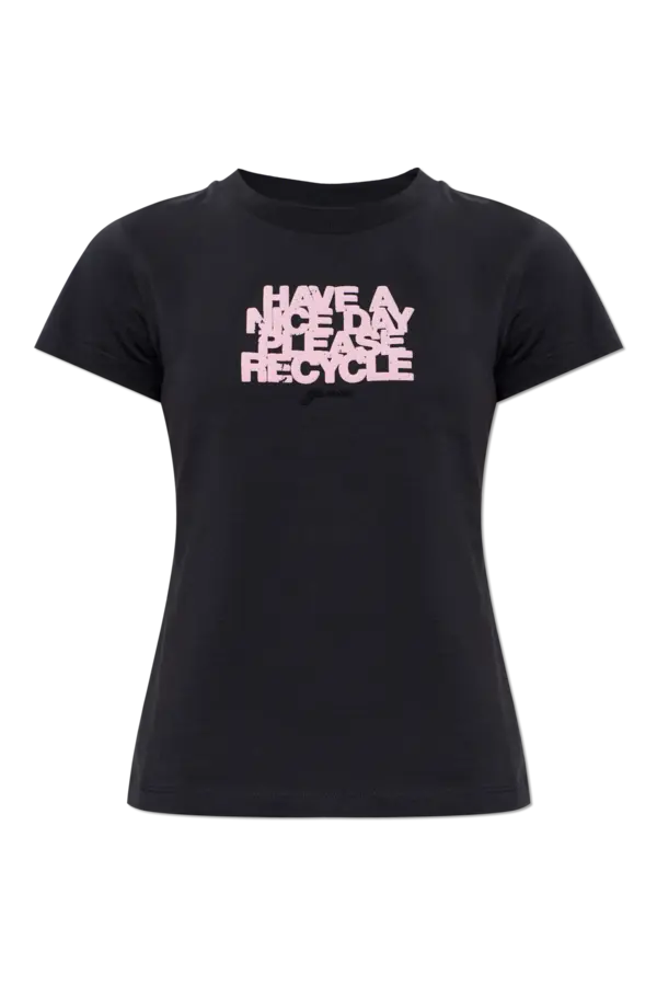 GANNI Cotton T-shirt With Slogan Print