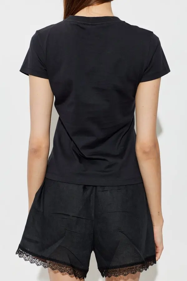 GANNI Cotton T-shirt With Slogan Print