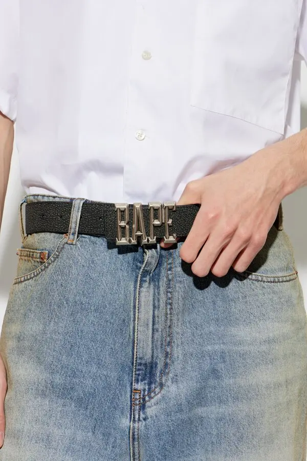 A BATHING APE Leather Belt With Logo Buckle
