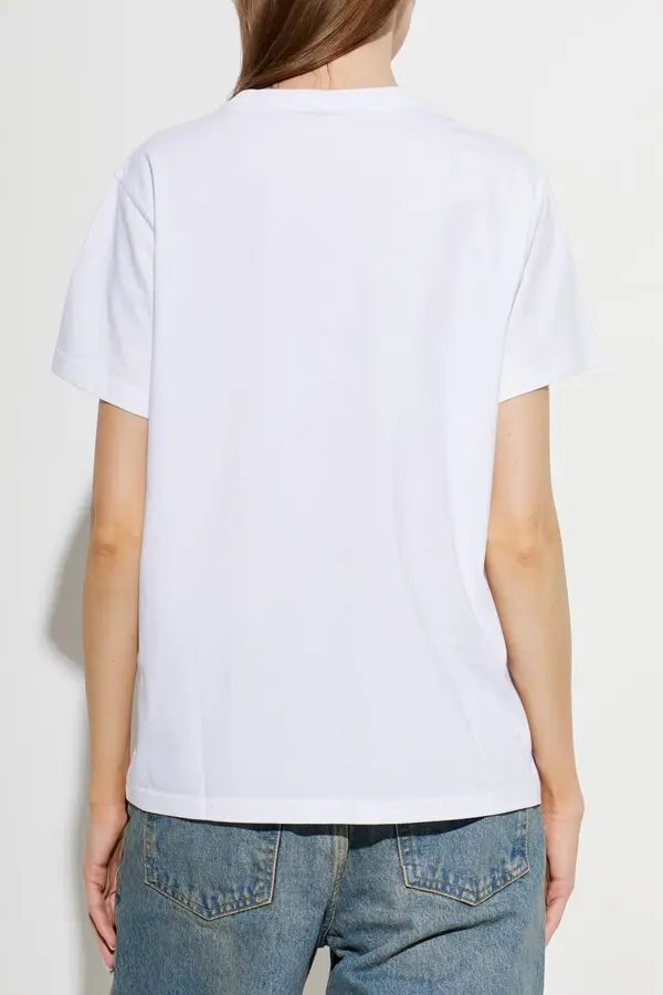 GANNI Cotton T-shirt With Graphic Print - White