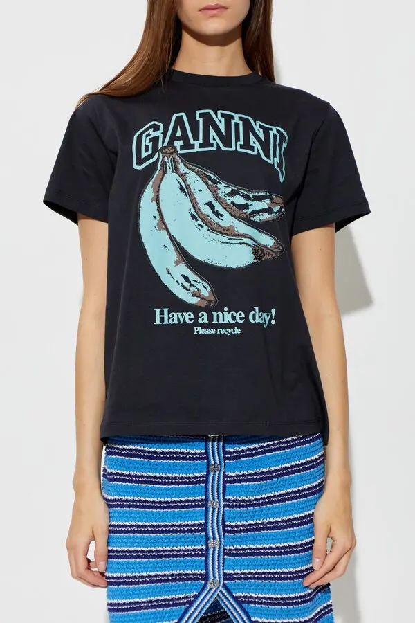 GANNI Graphic Print Cotton T-shirt
