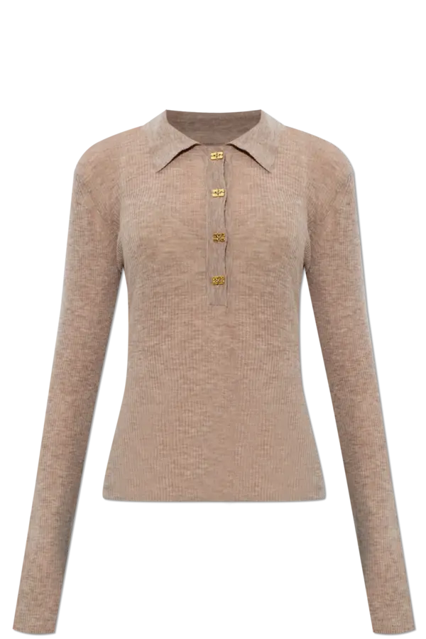 GANNI Slim-fit Wool Polo