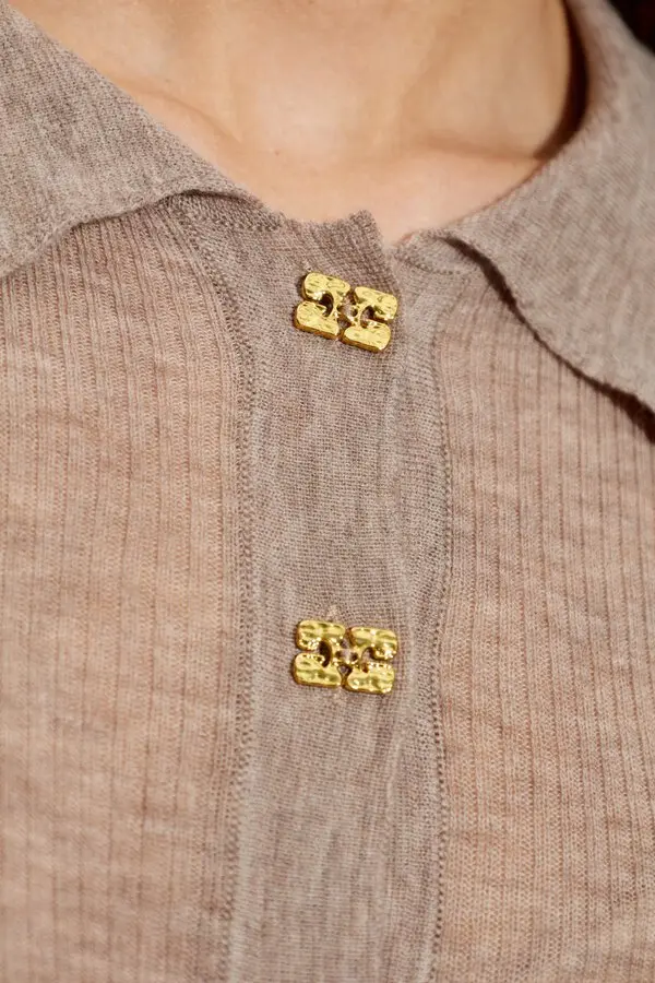 GANNI Slim-fit Wool Polo