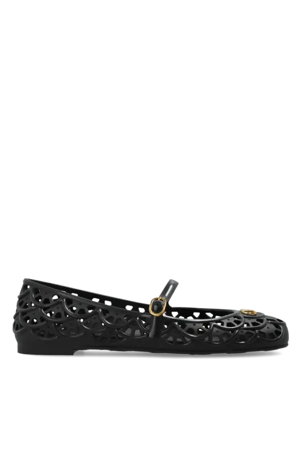 Valentino Garavani Rubber Ballerinas With Strap - Black